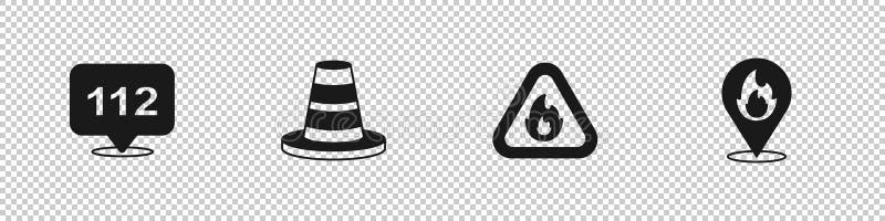 Set Emergency Call, Traffic Cone, Fire Flame in Triangle and Location ...