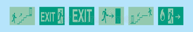 Set of Emergency Exit Cartoon Design Template with Various Models.s ...