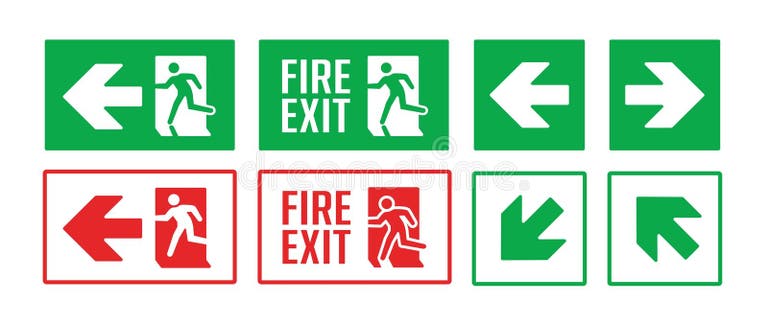 Set emergency exit signs stock vector. Illustration of escape - 392270624