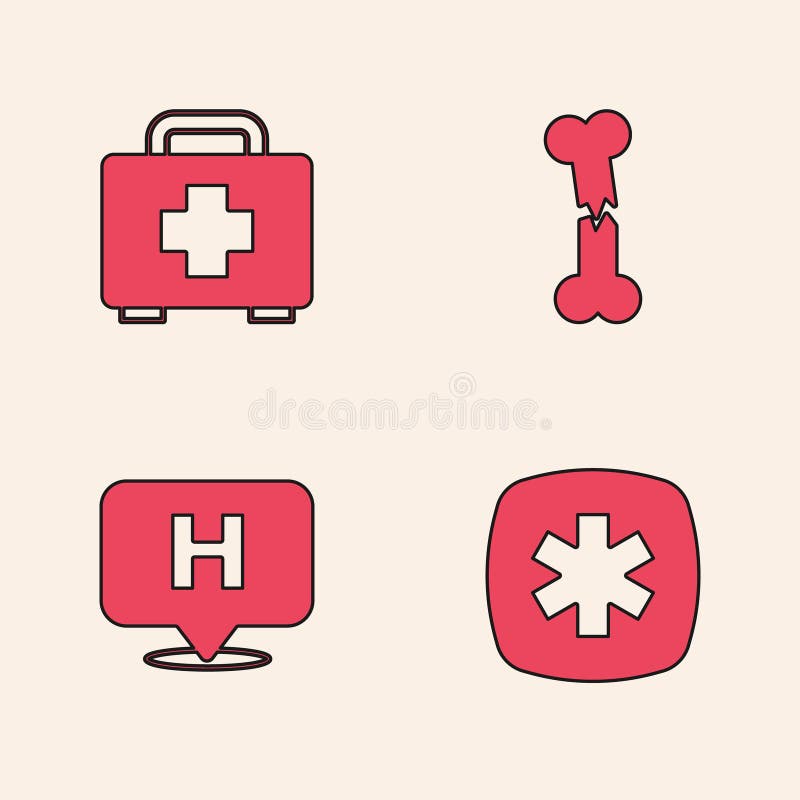Set Emergency - Star of Life, First Aid Kit, Human Broken Bone and ...