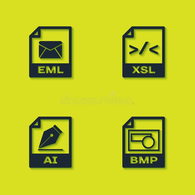 Set EML File Document, BMP, AI and XSL Icon. Vector Stock Illustration ... Set EML File Document, BMP, AI and XSL Icon. Vector Stock Illustration ...