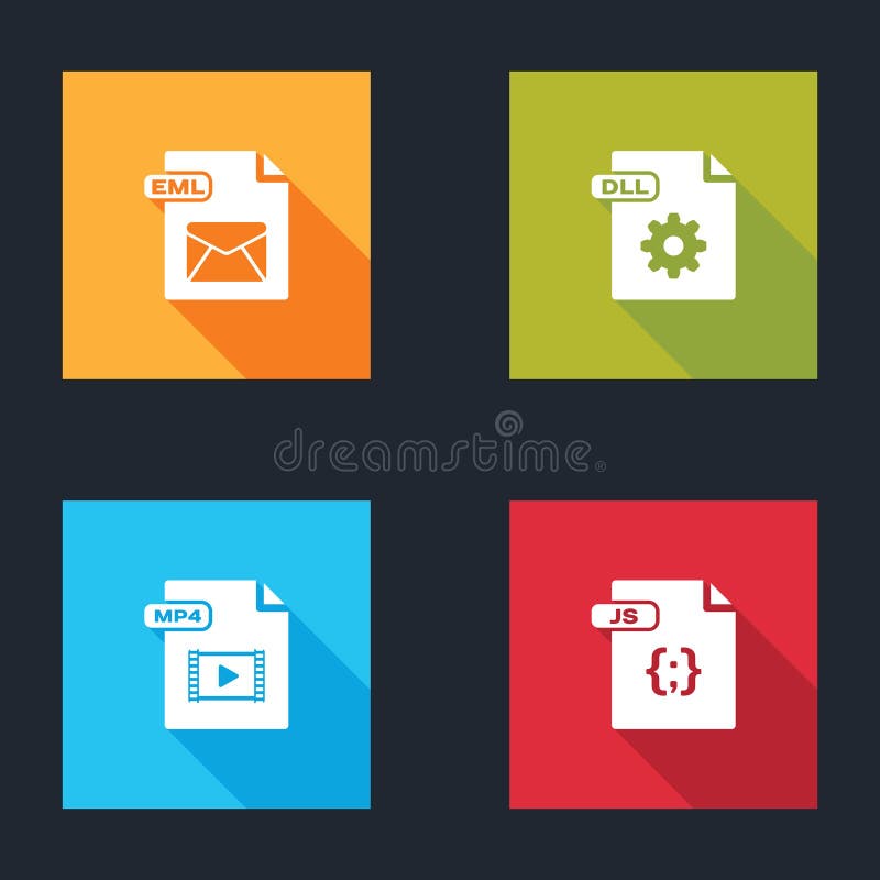Set EML File Document, DLL, MP4 and JS Icon. Vector Stock Vector ... Set EML File Document, DLL, MP4 and JS Icon. Vector Stock Vector ...