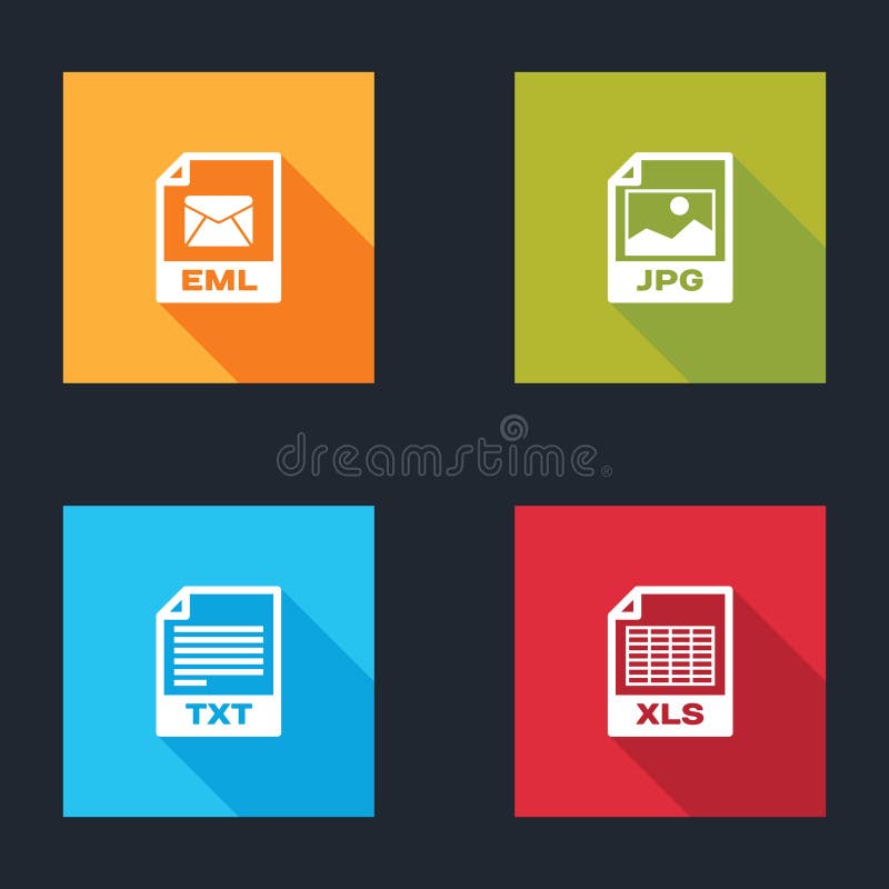 Set EML File Document, JPG, TXT and XLS Icon. Vector Stock Vector ... Set EML File Document, JPG, TXT and XLS Icon. Vector Stock Vector ...