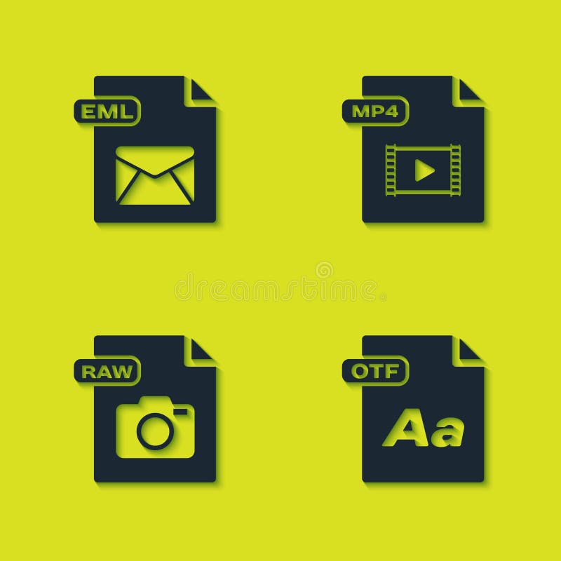 Set EML File Document, OTF, RAW and MP4 Icon. Vector Stock Vector ... Set EML File Document, OTF, RAW and MP4 Icon. Vector Stock Vector ...