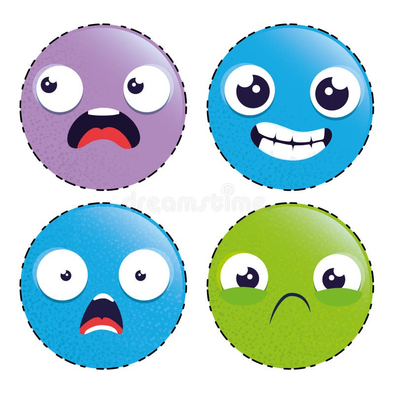 Set of Emoji Emoticon Cartoon Stock Vector - Illustration of character ...