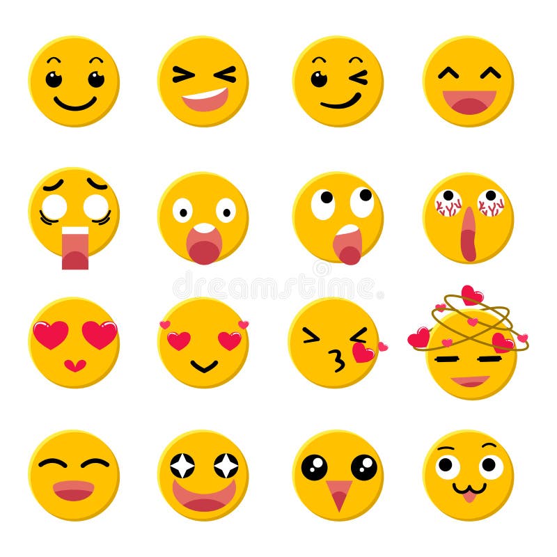 Set of Emoji Icon Vector Design. World Emoji Day Concept. Stock Vector ...