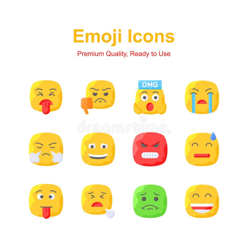 Set of Emoji Icons, Cute Expressions Vector Design Stock Vector ...