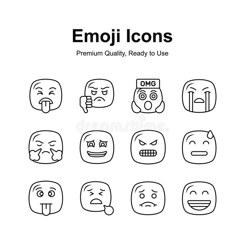 Set of Emoji Icons, Cute Expressions Vector Design Stock Vector ...