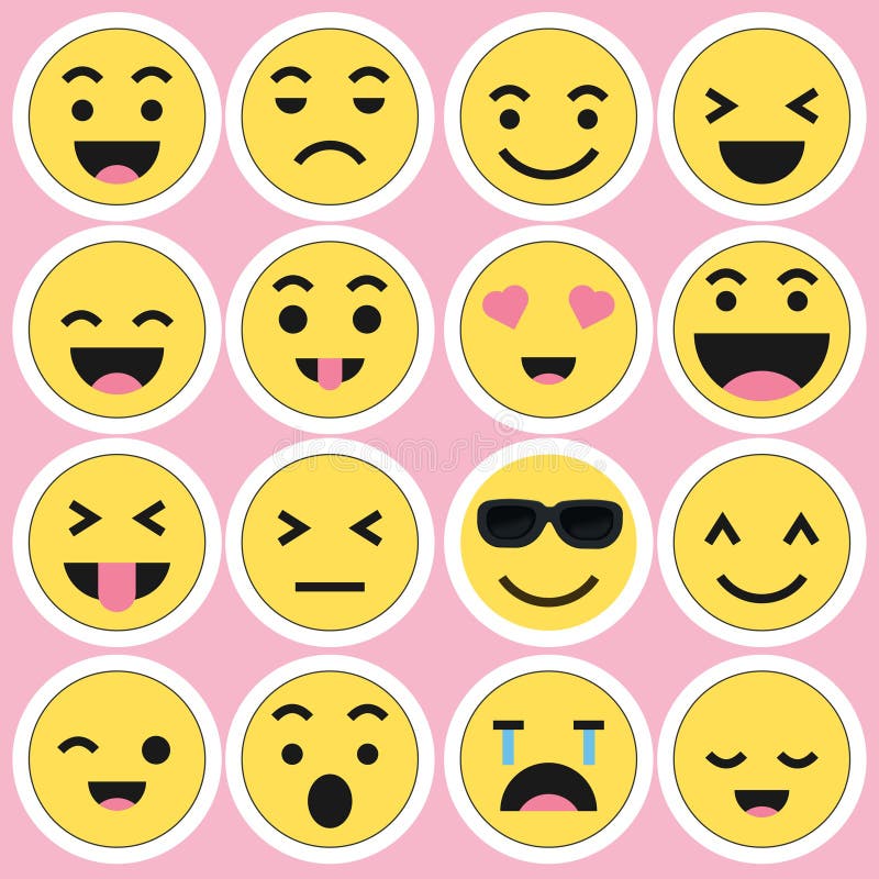 Set of Emoticon Emoticons. a Set of Cartoon Emojis Stock Vector ...