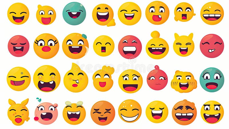 Set of Emoticon Emoticons with Different Emotions Stock Illustration ...