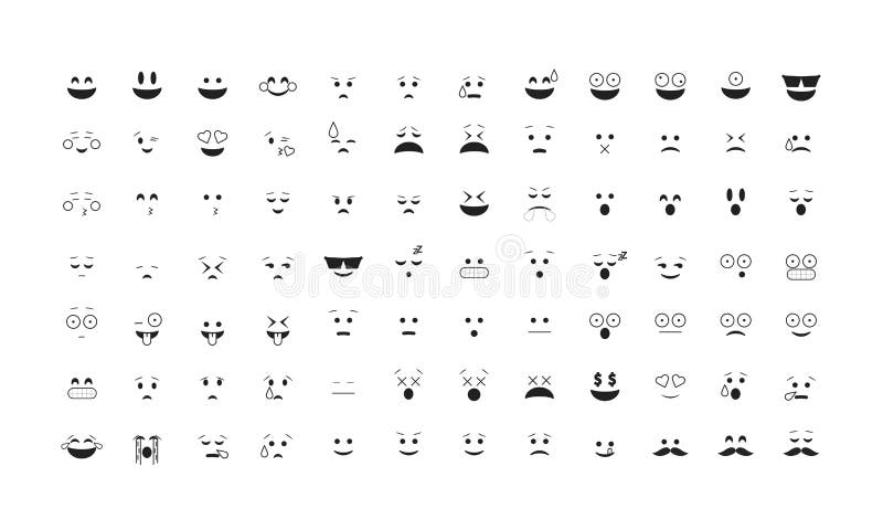 Set of Emoticon vector. stock vector. Illustration of mobile - 81342334