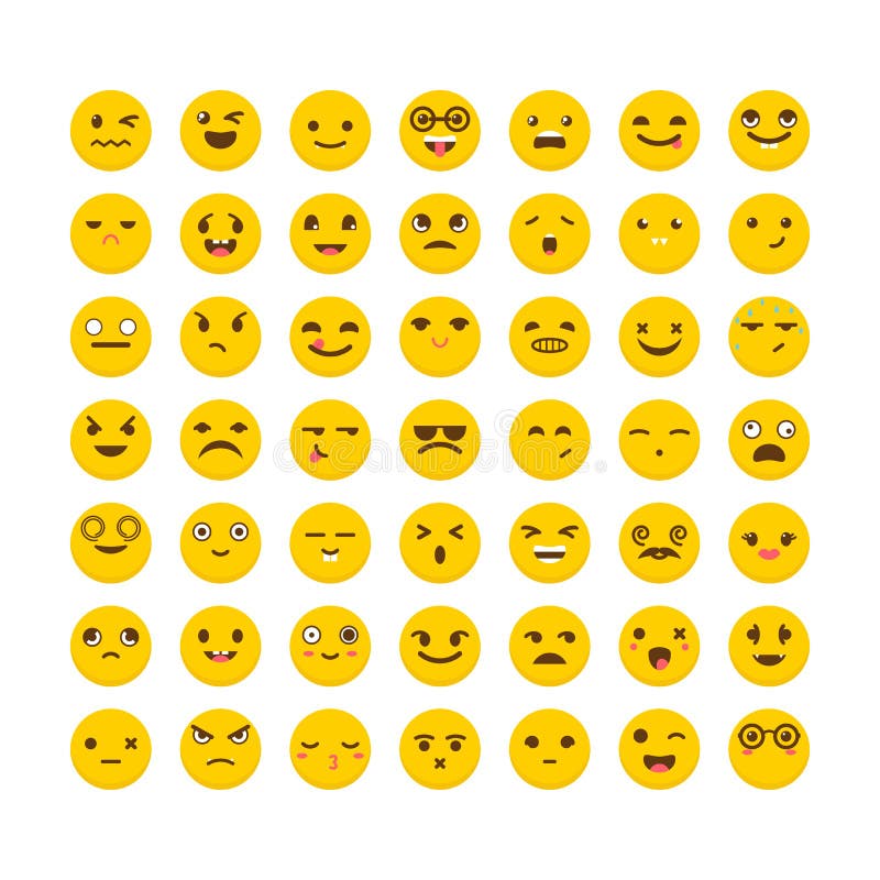 Emoji Set Flat Stock Illustrations 23 409 Emoji Set Flat Stock