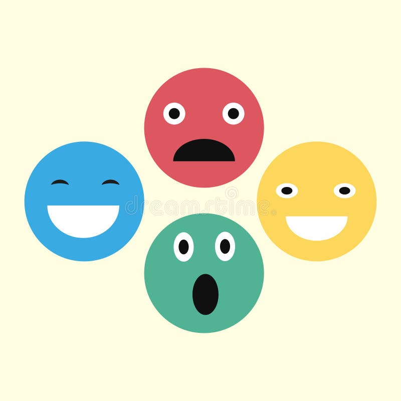 A Set of Emoticons of Different Colors for Use in Website Design Stock ...