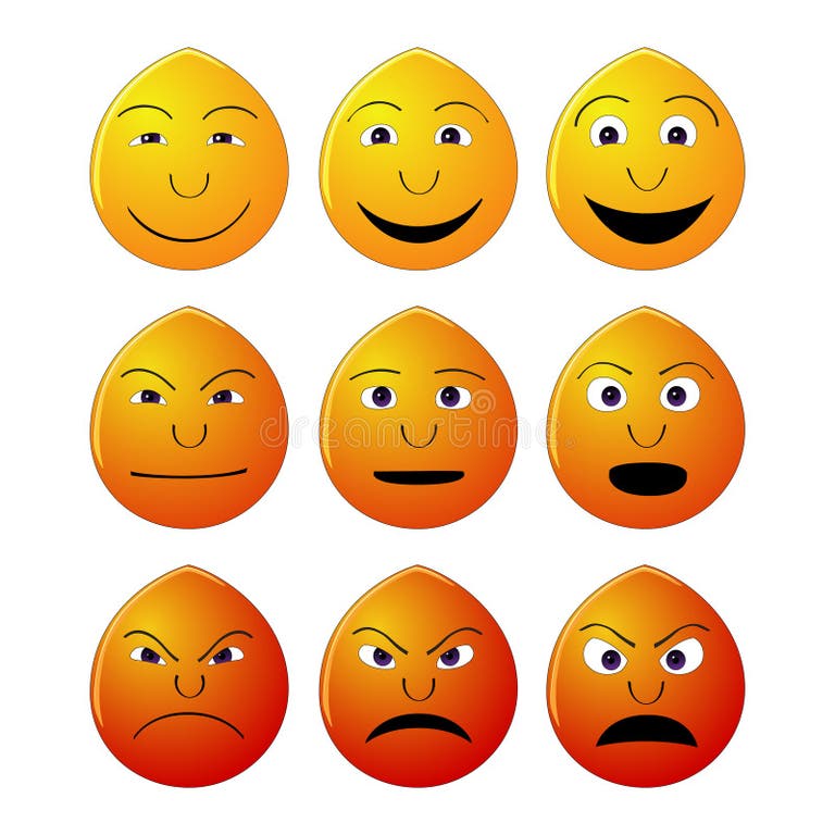 Set of Emoticons with Different Emotions on a White Background. Vector ...