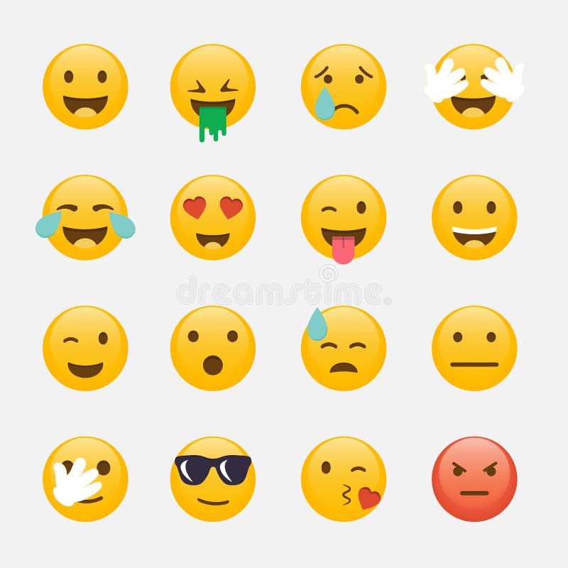Set of Emoticons. Emoji Flat Design, Avatar Design Stock Vector ...