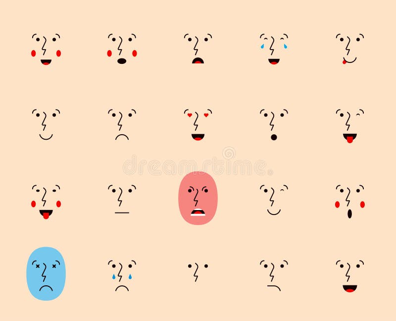 Set of Emoticons or Emoji. Vector Illustration Stock Vector ...