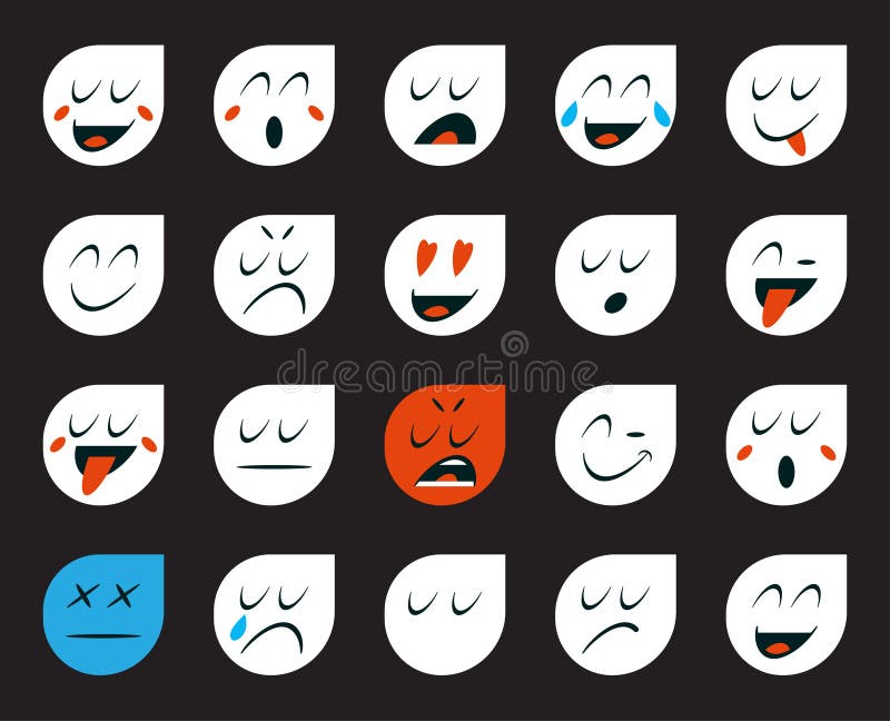 Set of Emoticons or Emoji. Vector Illustration Stock Vector ...