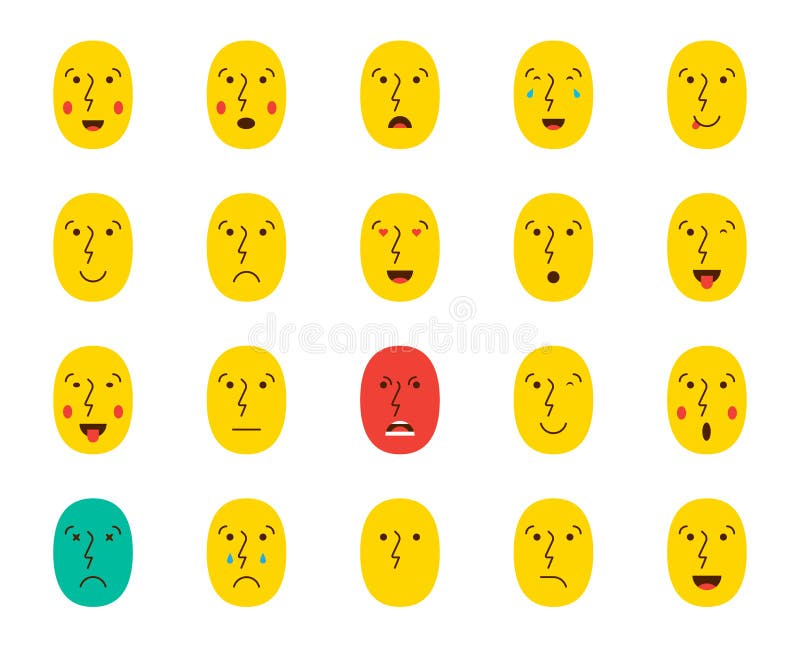 Set of Emoticons or Emoji. Vector Illustration Stock Vector ...