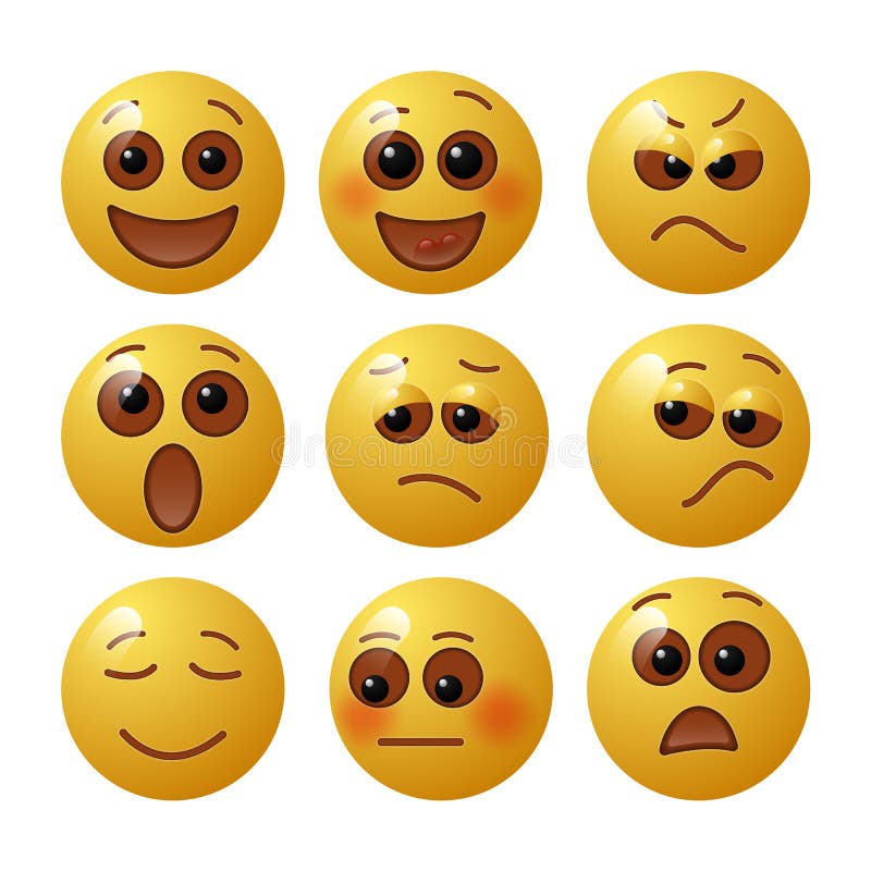 Set of Emoticons with Human Emotions. Set of Emoji. Vector Illustration ...