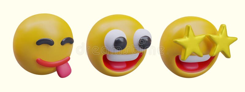 Set of Emoticons with Positive Reactions. Delight, Pleasant Shock Stock ...