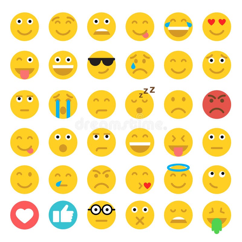 Set of Emoticons. Set of Emoji. Flat Style Illustrations Stock Vector ...