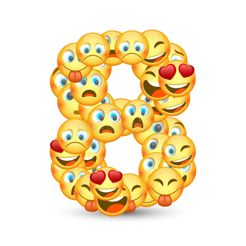 A Set of Emoticons Shaped As Eight Number Stock Vector - Illustration ...