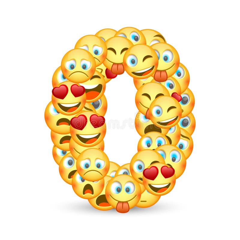 A Set of Emoticons Shaped As Zero Number Stock Vector - Illustration of ...