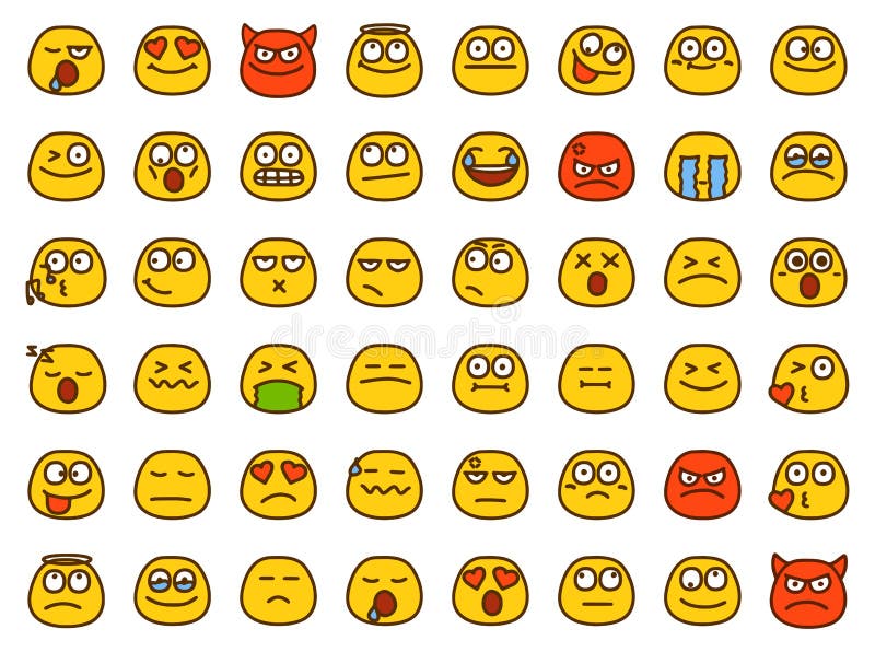 Set of Emoticons Showing Different Emotions in Cartoon Style Stock ... Set of Emoticons Showing Different Emotions in Cartoon Style Stock ...