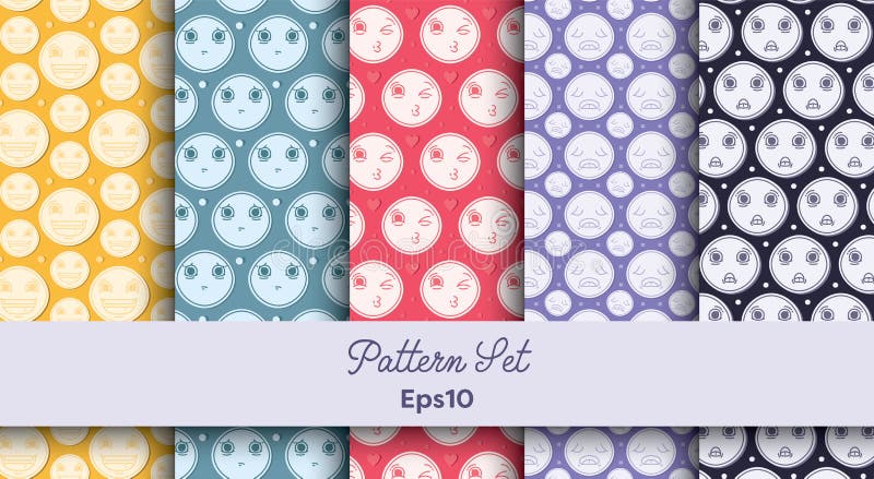 Set of Emoticons with Text Pattern Set Stock Vector - Illustration of ...