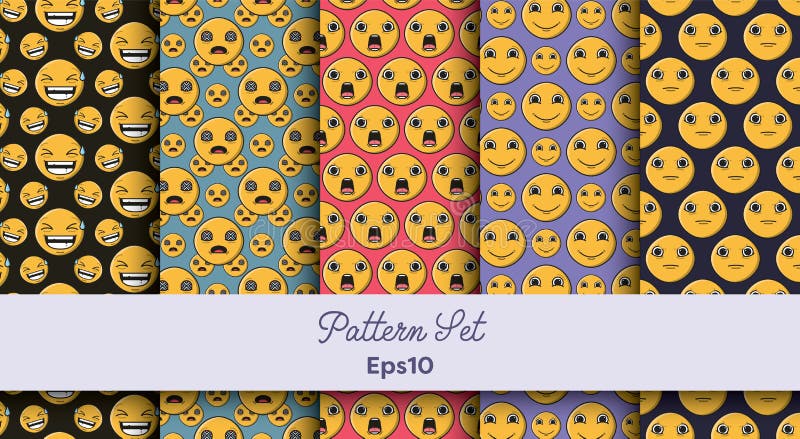 Set of Emoticons with Text Pattern Set Stock Vector - Illustration of ...