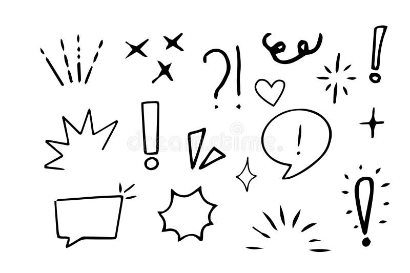 Set Emotion Attention Elements, Expressions Speech Bubble in Comic ...