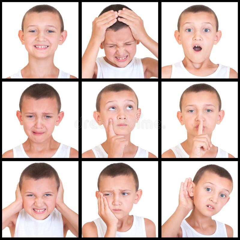 Set of emotions child stock image. Image of pain, irritation - 55981689