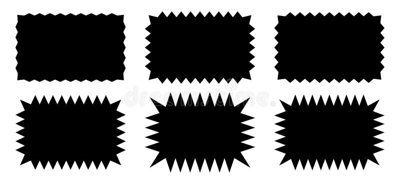 Set of Empty Black Rectangles with Zigzag Edges. Tags or Labels ...