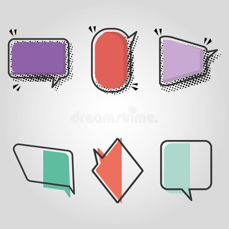 Set of Empty Colored Comic Speech Bubble Vector Stock Vector - Illustration of blank ...