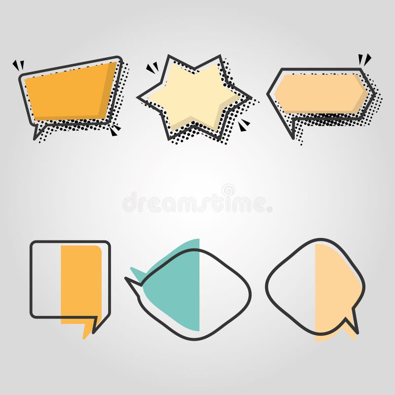 Set of Empty Colored Comic Speech Bubble Vector Stock Vector - Illustration of speak, chat ...