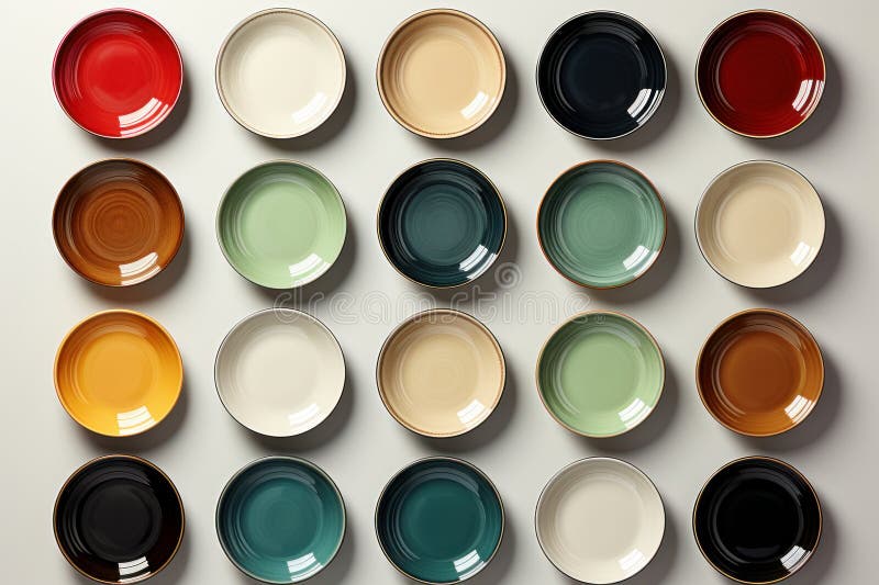 Set of Empty Colored Plates. Stock Illustration - Illustration of ...