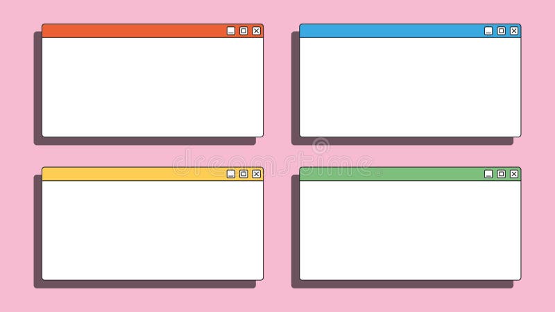Set of Empty Computer Windows. PC User Interface from the 90s. Retro ...