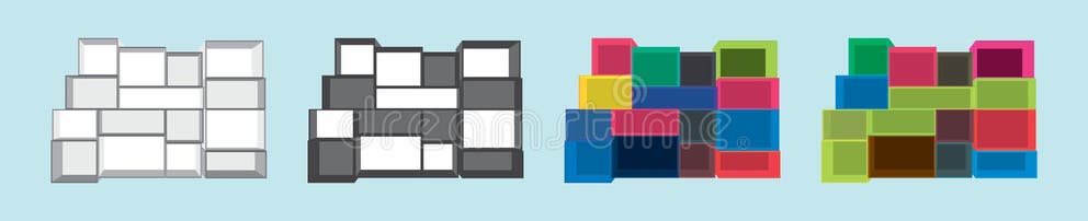 Set of Empty Crates Icon Design Template with Various Models. Vector ...