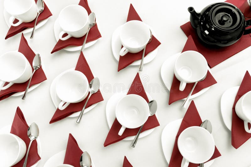 Set of empty cups fo tea stock image. Image of teaspoon - 42274137