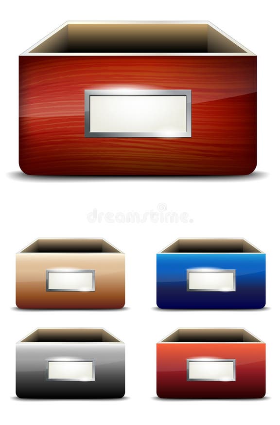 Set of Empty Drawers with Label Stock Vector - Illustration of shiny ...