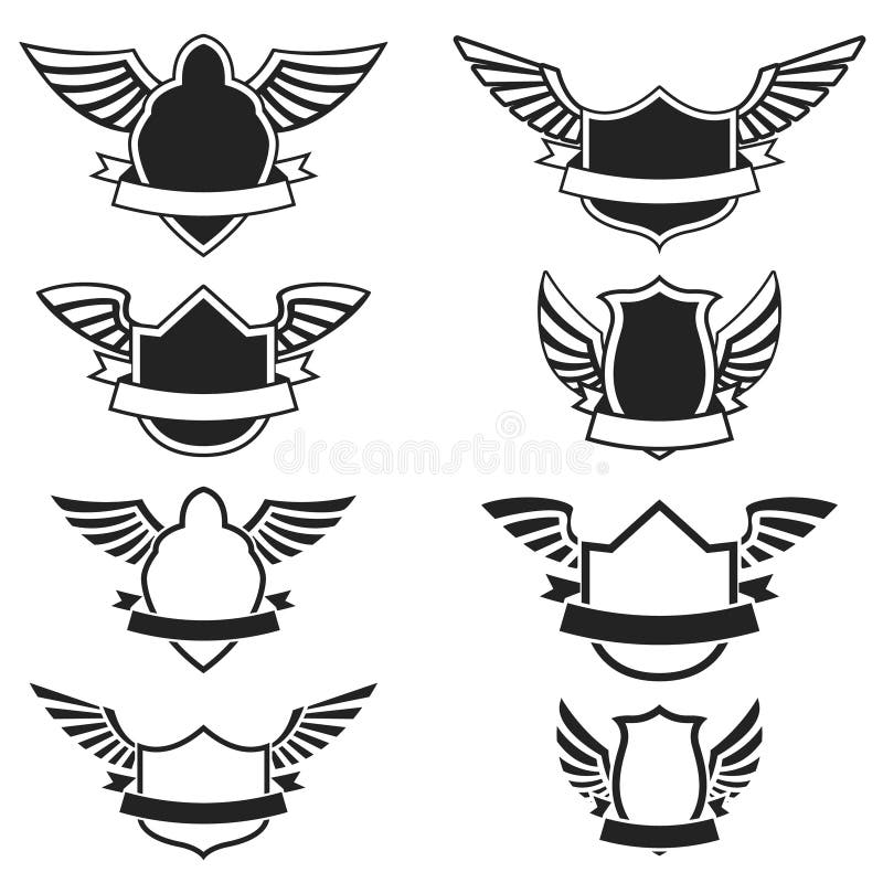 Set of the Empty Emblems with Wings. Design Elements for Logo, L Stock ...