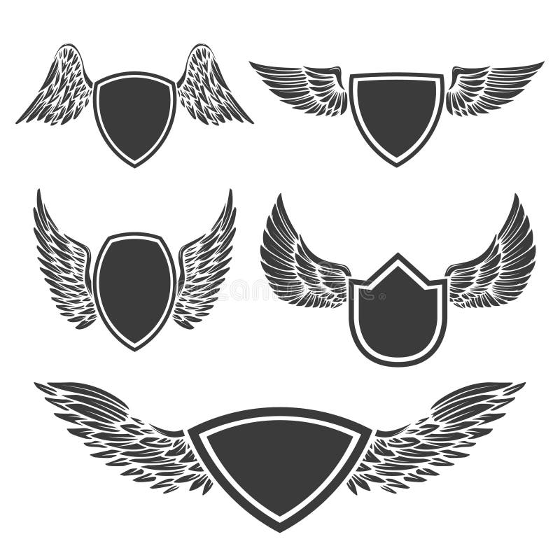 Set of the Empty Emblems with Wings. Design Elements for Logo, Stock ...