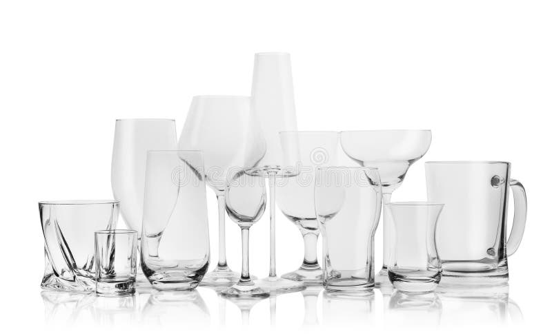 Set Of Empty Glasses For Different Drinks Stock Image Image Of Design Elegant 149958589