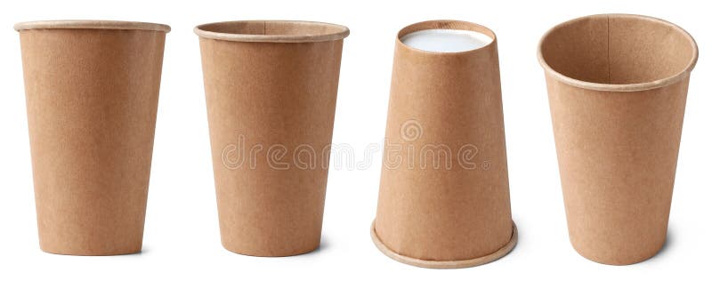 Set of Empty Paper Cups Isolated Objects Stock Photo - Image of ...