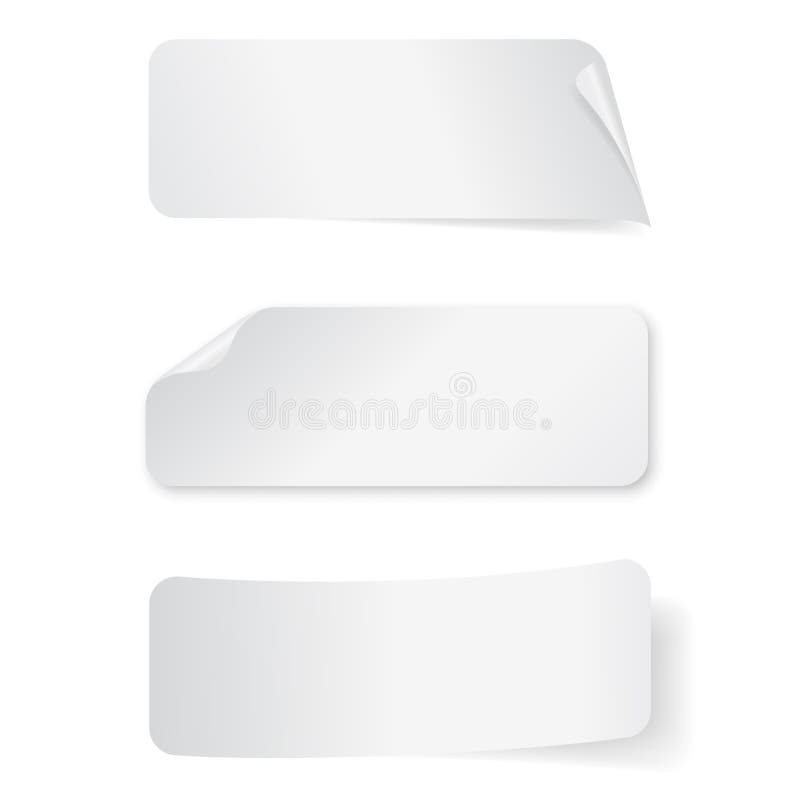 Set of Empty Paper Rectangular Stickers on White Background. Templates ...