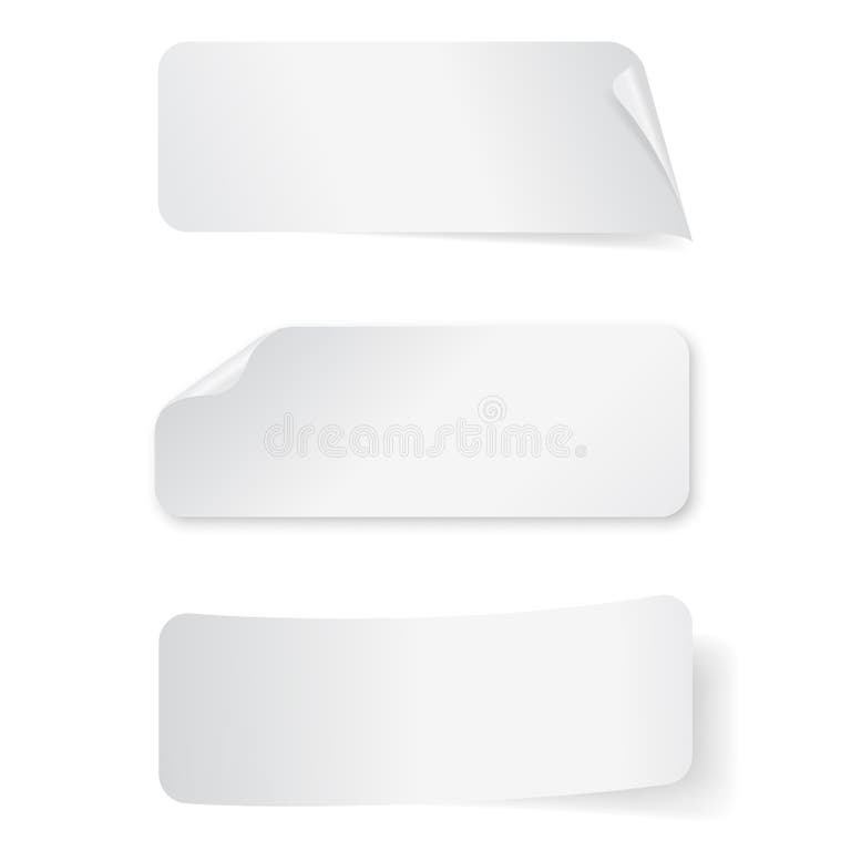 Set of Empty Paper Rectangular Stickers on White Background. Templates ...