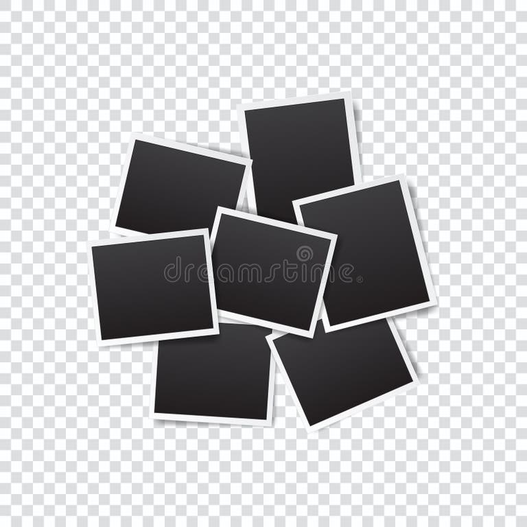 Set of Empty Photo Frame with White Border and Black Rectangle Element ...