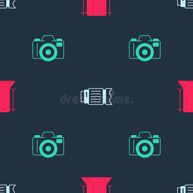 Set Empty Photo Studio, Camera Lens and Photo Camera on Seamless ...