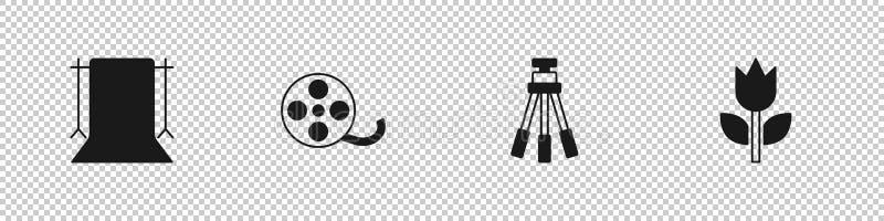 Set Empty Photo Studio, Film Reel, Tripod and Photo Mode Macro Icon ...
