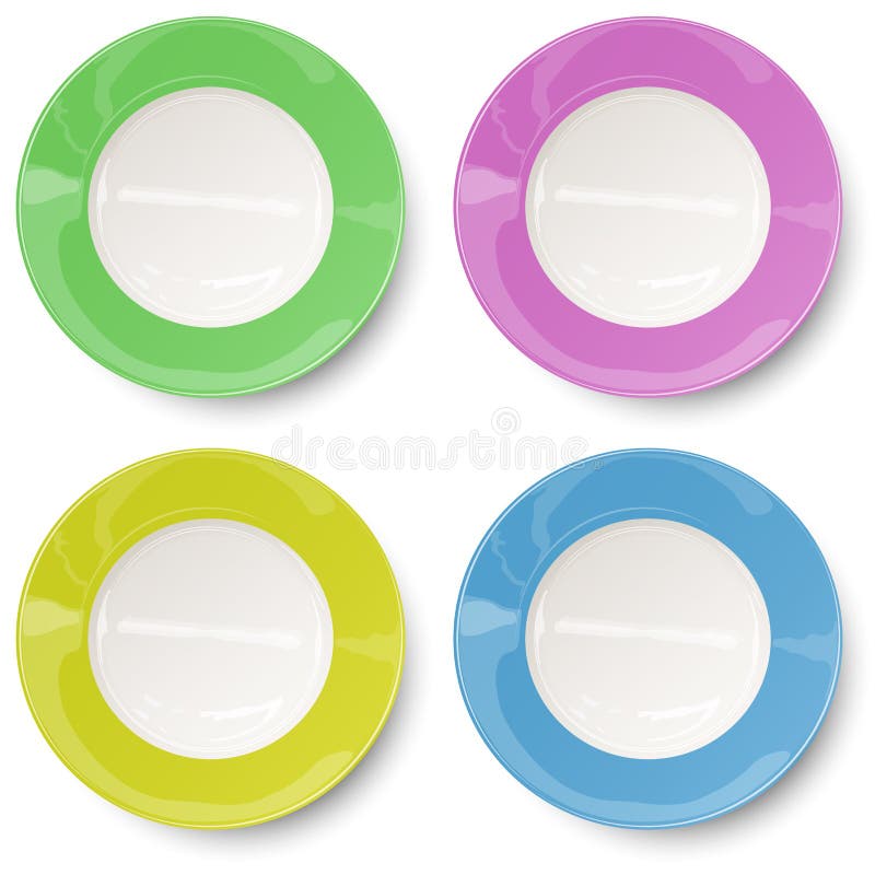 Empty Plates Set Isolated on White Background Stock Vector ...